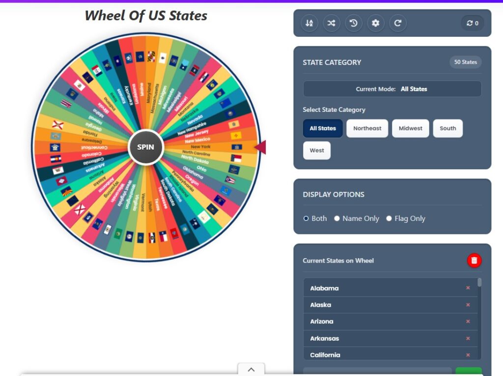 Random State Generator – 50 US States Wheel