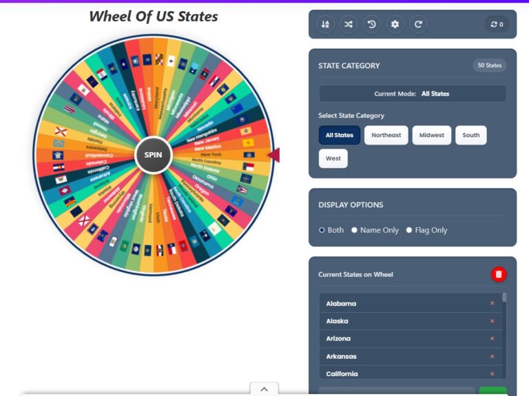 Random State Generator – 50 US States Wheel