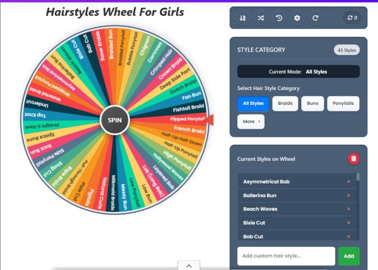 Random Hairstyle Wheel For Girls – Style Picker