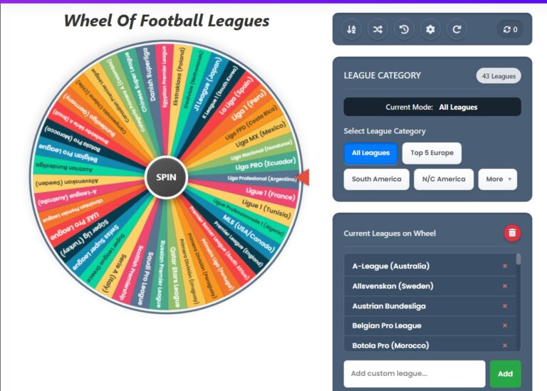 Wheel Of Football Leagues – Spin & Discover