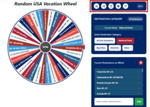 Random US Vacation Generator Wheel – 250+ Destinations!