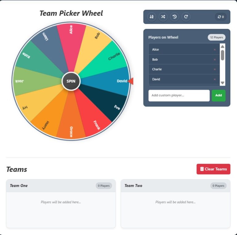 Team Picker Wheel: Spin For Random Team Selection