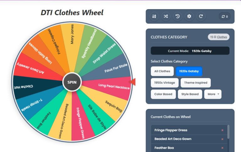 DTI Clothes Wheel: 425+ Random Clothing Picker Ideas
