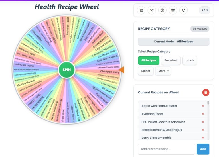 Healthy Recipe Wheel – 50+ Nutritious Meals At One Spin