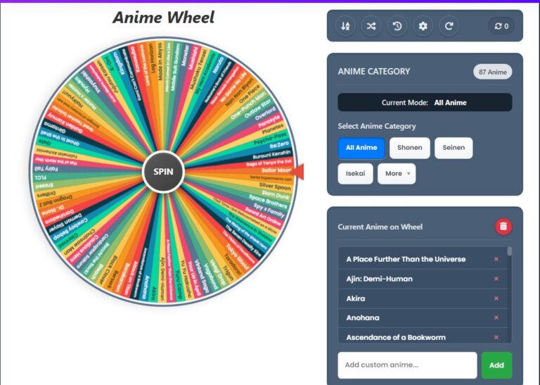 Anime Wheel – Spin & Pick From 85+ Characters!