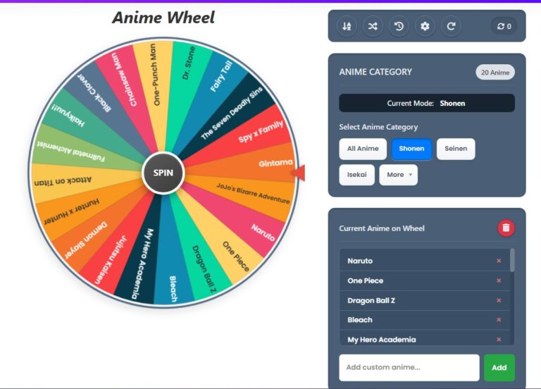 Anime Wheel – Spin & Pick From 85+ Characters!