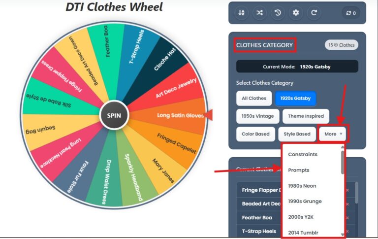 DTI Clothes Wheel: 425+ Random Clothing Picker Ideas