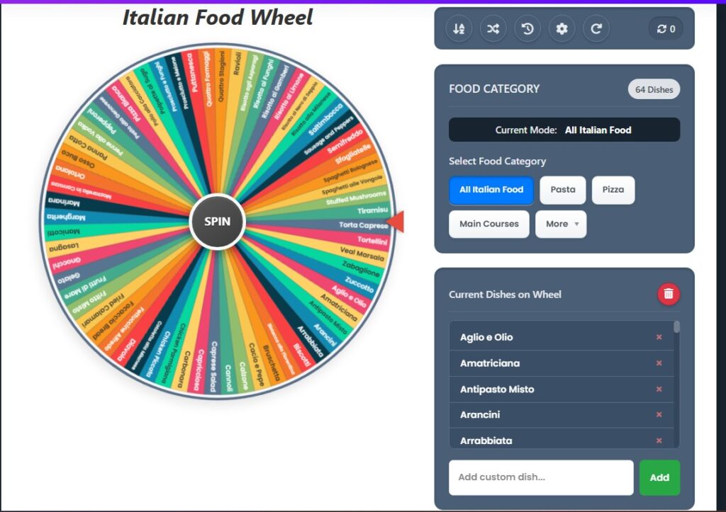 Italian Food Wheel – 50+ Dishes In One Spin