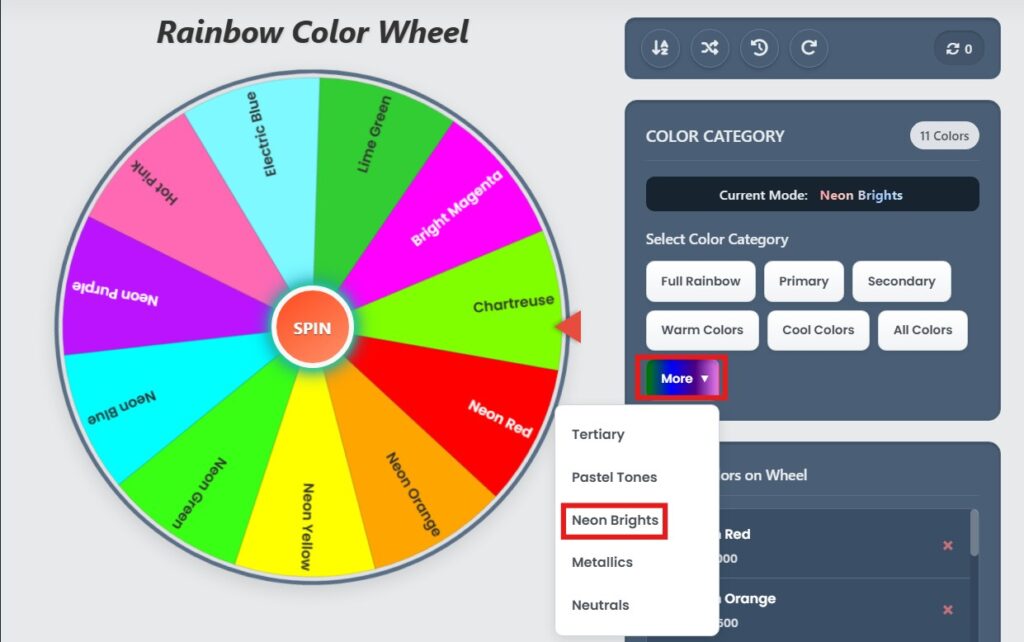 Rainbow Wheel Spin 🌈: Fun Random Color Picker!