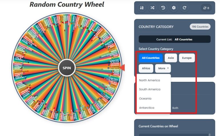 Country Picker Wheel – Random Country Generator With Flags