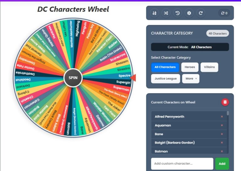 Random DC Characters Wheel – Spin And Discover
