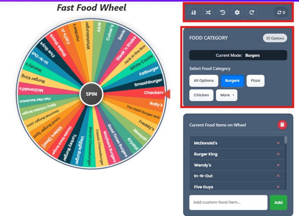Fast Food Wheel: Pick From 200+ Foods