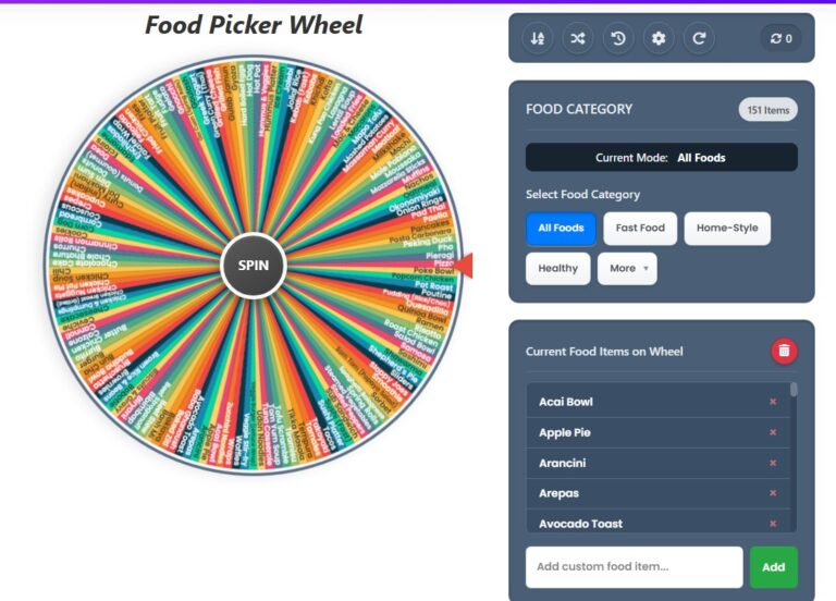 Food Picker Wheel – Spin 151+ Meals