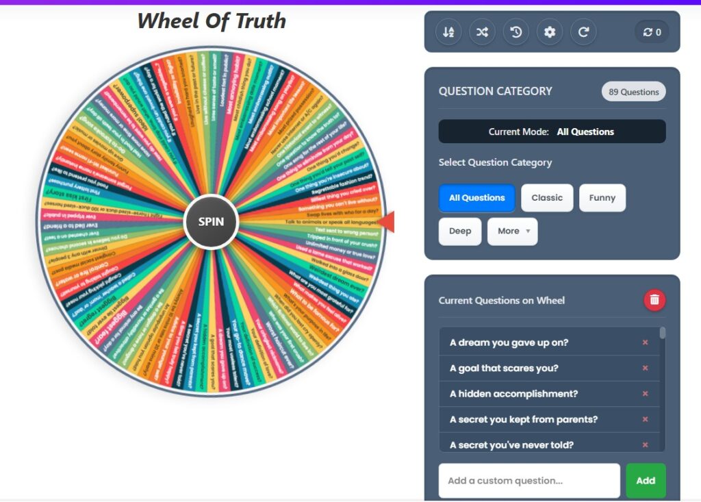 Truth Wheel – 100 Personal Questions To Spin & Reveal!