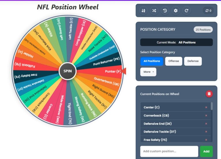 NFL Position Wheel – Spin To Discover Your Football Role!