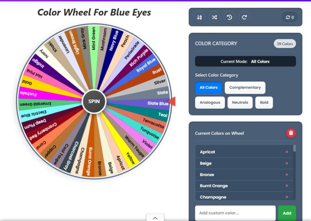 Color Wheel For Blue Eyes – Spin The Picker Wheel