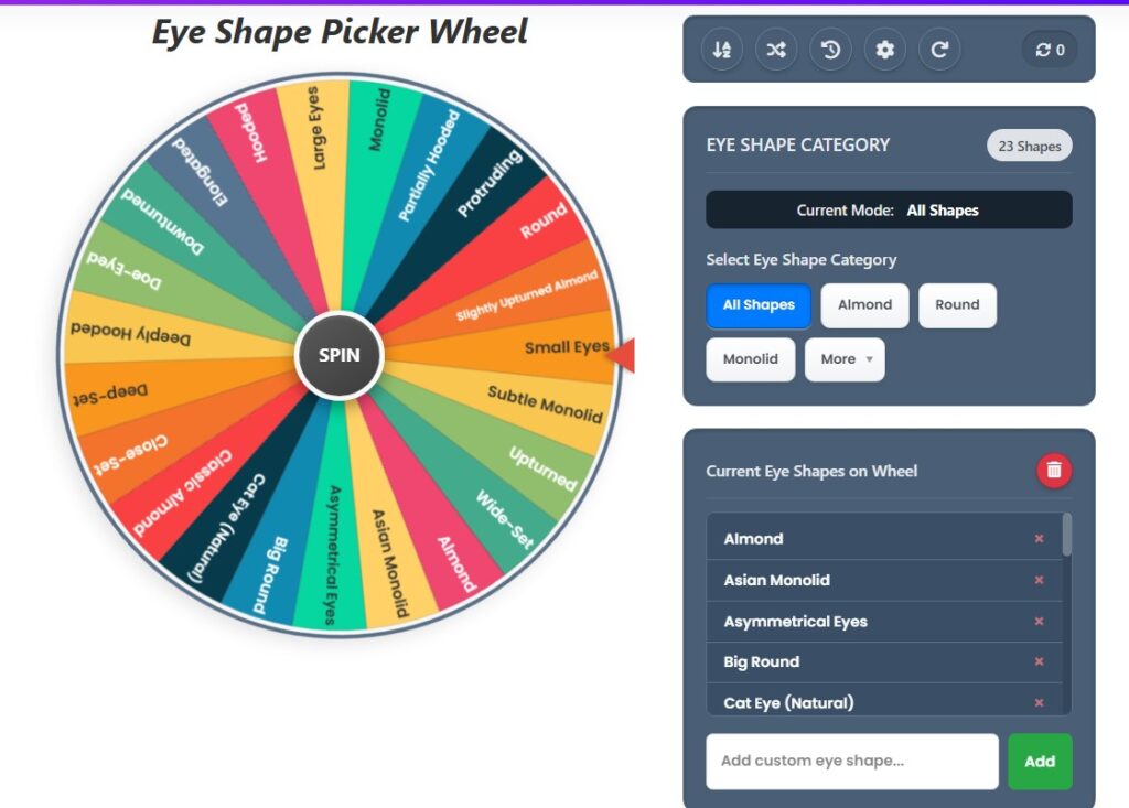 Eye Shape Wheel: 1 Spin, Endless Styles!