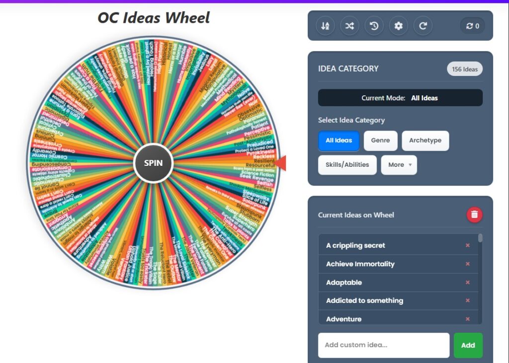 OC Ideas Wheel – Spin To Create Your Character