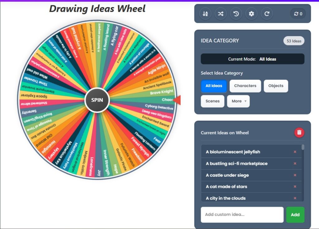 50+ Drawing Ideas Wheel – Spin For Creative Prompts
