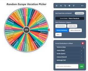 Europe Random Vacation Picker – 250+ Destinations