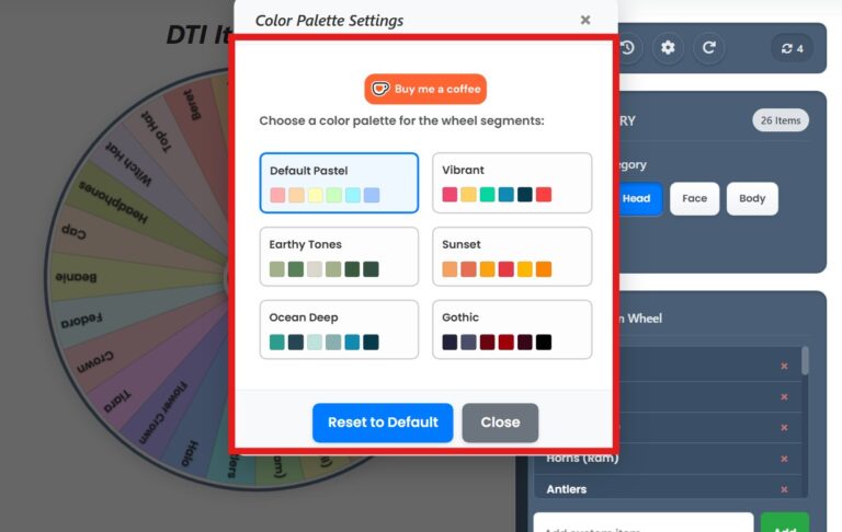 150+ DTI Items Wheel | Spin & Pick Random Items