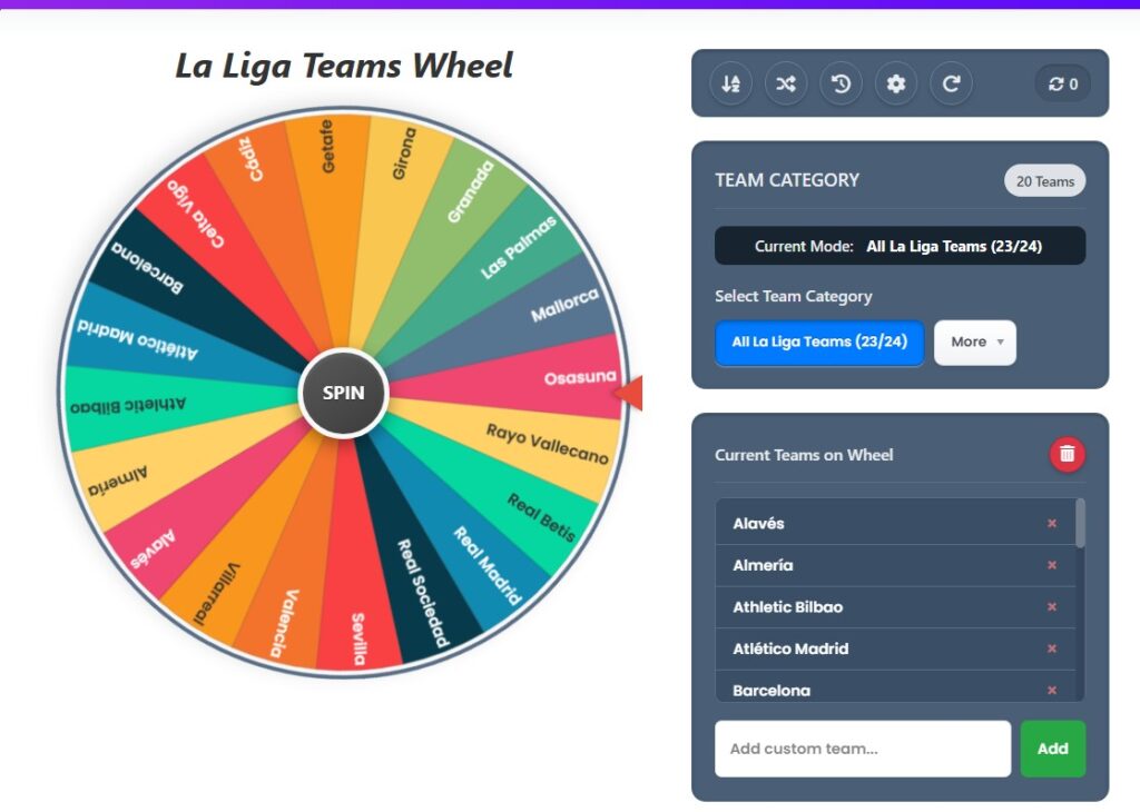La Liga Selector Wheel | Pick A Random Team