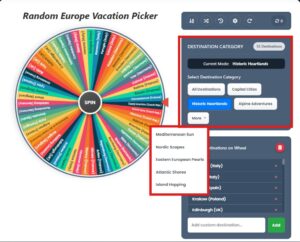 Europe Random Vacation Picker – 250+ Destinations