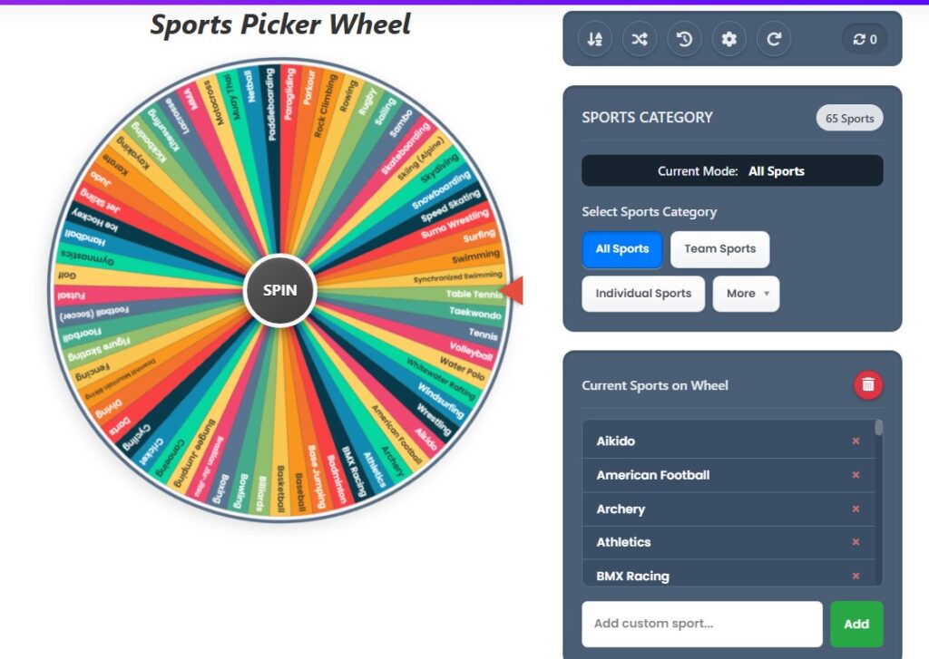 Sports Spinner Wheel: 65+ Choices, A To Z & Beyond!
