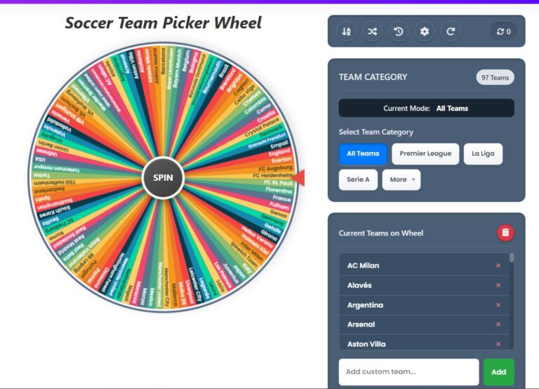 Soccer Team Picker Wheel | Random Team Generator
