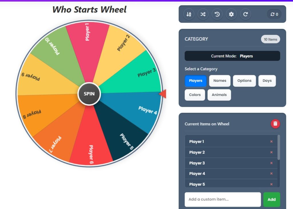 Who Starts First? – Spin The Wheel!