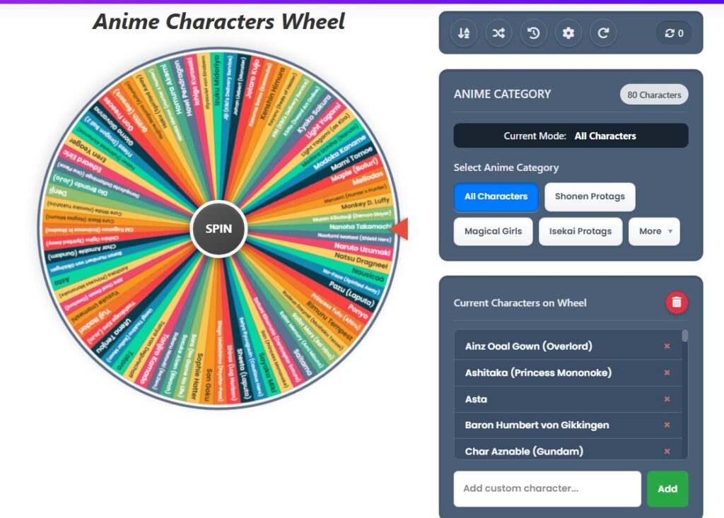 Random Anime Characters Wheel – 80+ To Choose