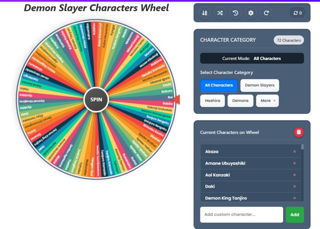 Demon Slayer Characters Wheel – 72+ Famous Names