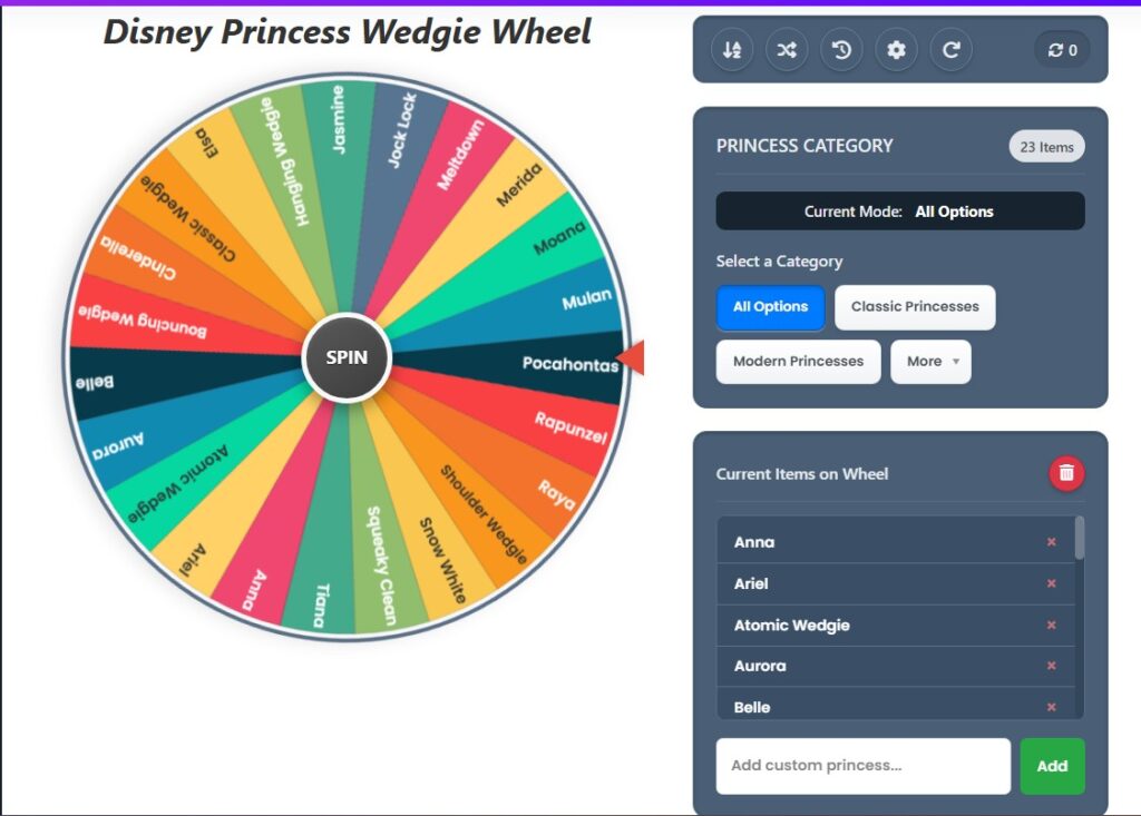Disney Princess Wedgie Wheel: Spin The Fun!