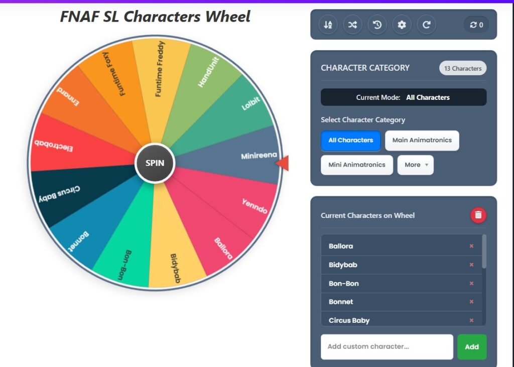 FNAF SL Characters Wheel – Random Picker Spin