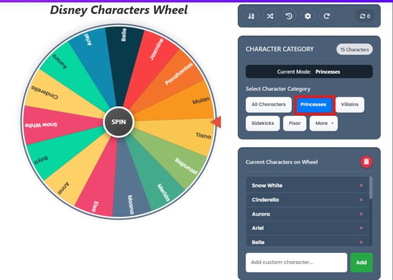 Disney Characters Wheel – Spin 100+ Magical Names