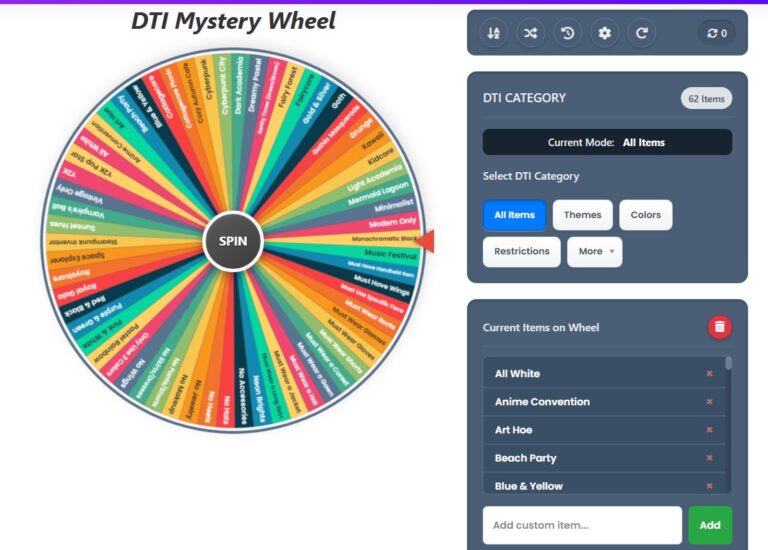 Roblox DTI Mystery Wheel: Spin For Your Look