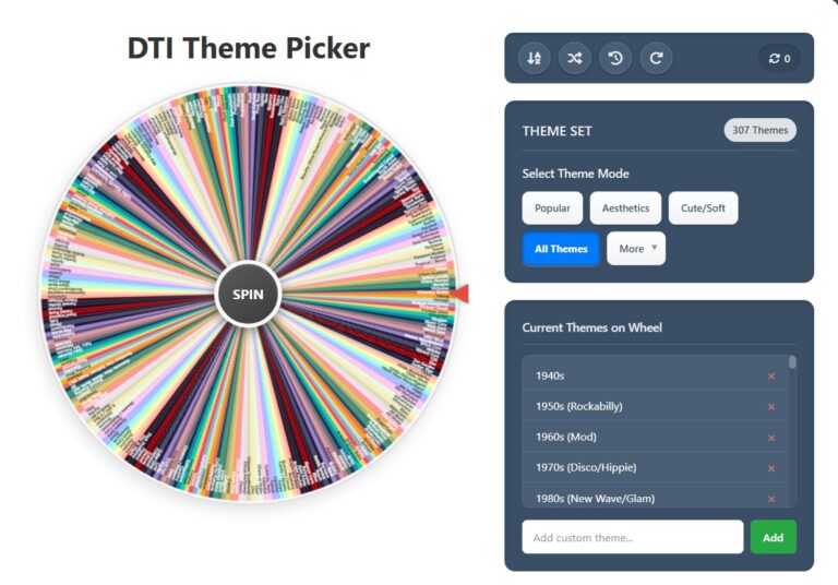 DTI Themes Wheel – Dress To Impress Theme Picker
