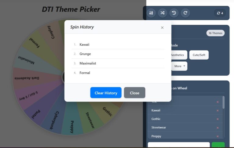 DTI Themes Wheel – Dress To Impress Theme Picker