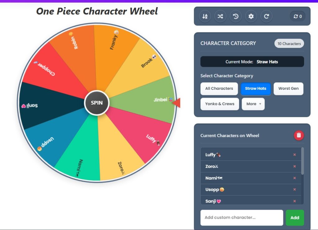 One Piece Characters Wheel: Spin From 100+ Legends! 🏴‍☠️