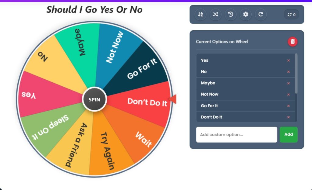 Should I Go Yes Or No? Spin Now!