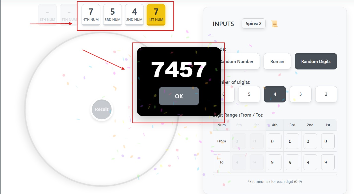 Random Number Generator Wheel