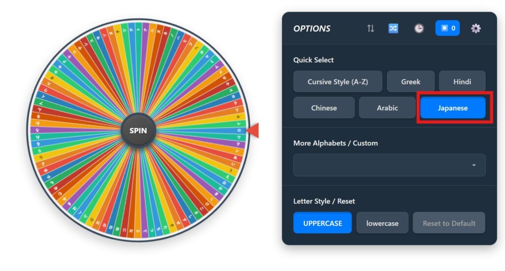 Letter Picker Wheel - Generate Random Letter From A To Z