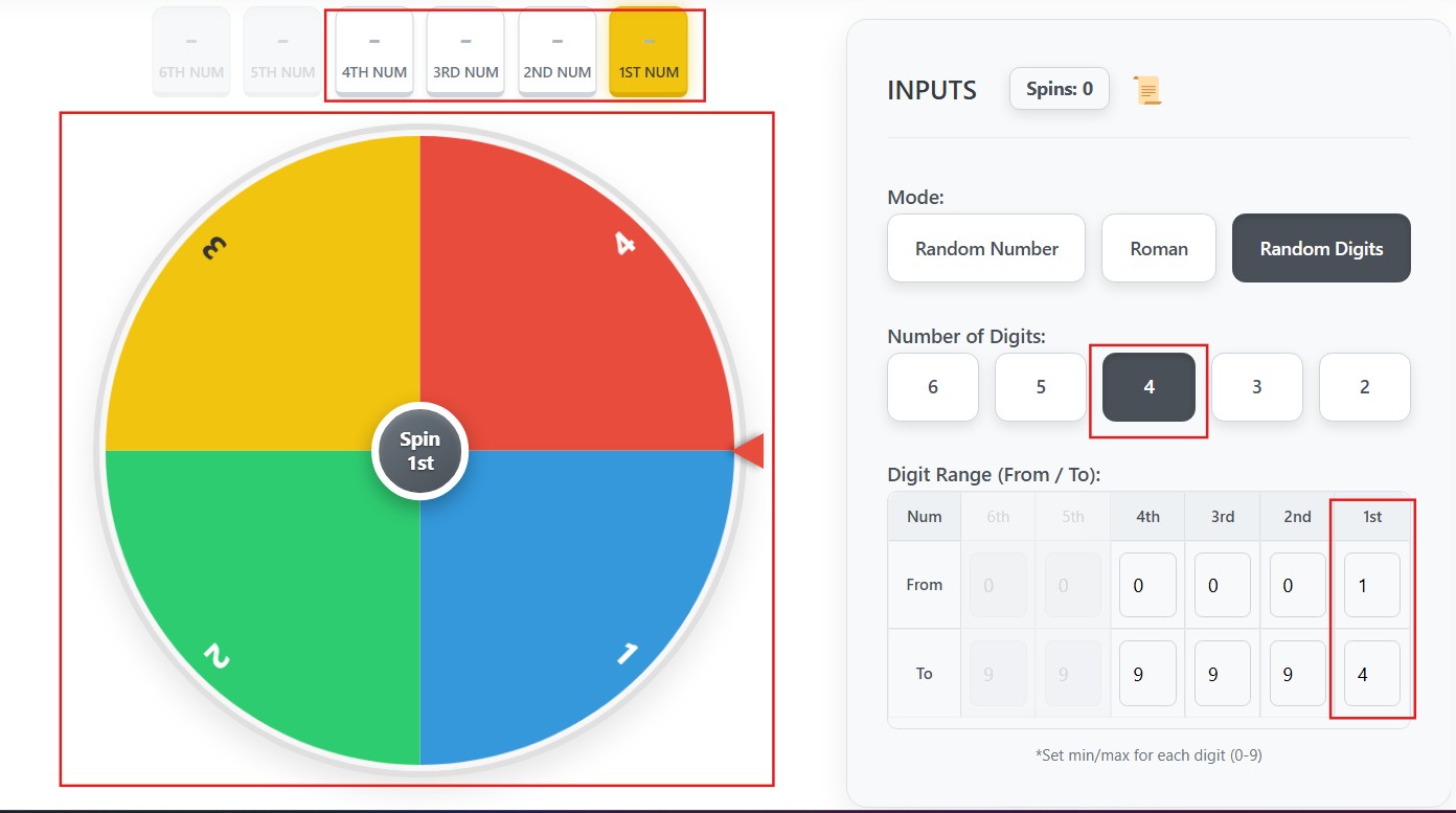 Random Number Generator Wheel