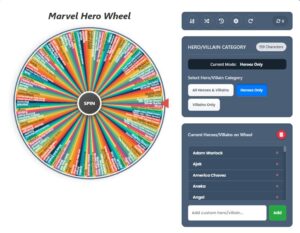 Spin Marvel Hero & Villain Wheel – 200+ Picks