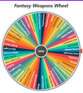 Random Fantasy Weapons Picker Wheel