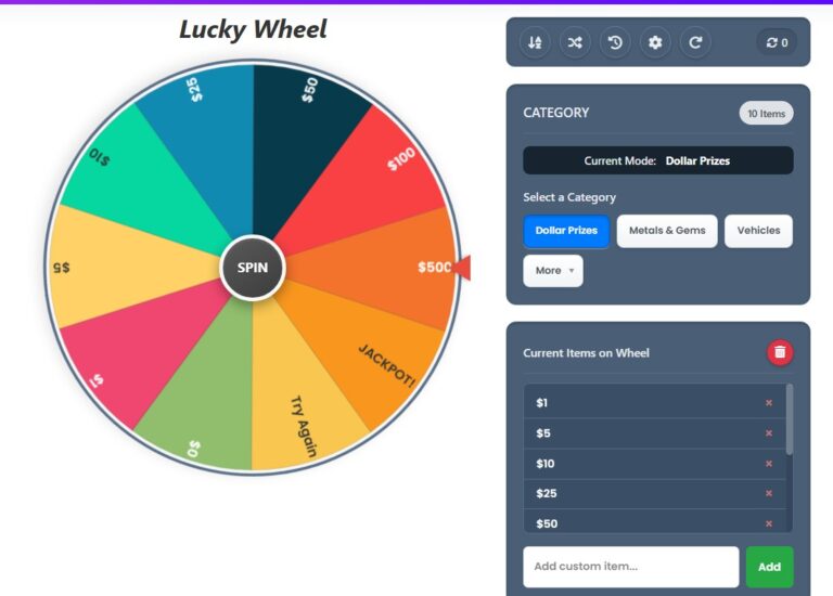 Lucky Wheel – Spin To Win From 6 Prize Categories