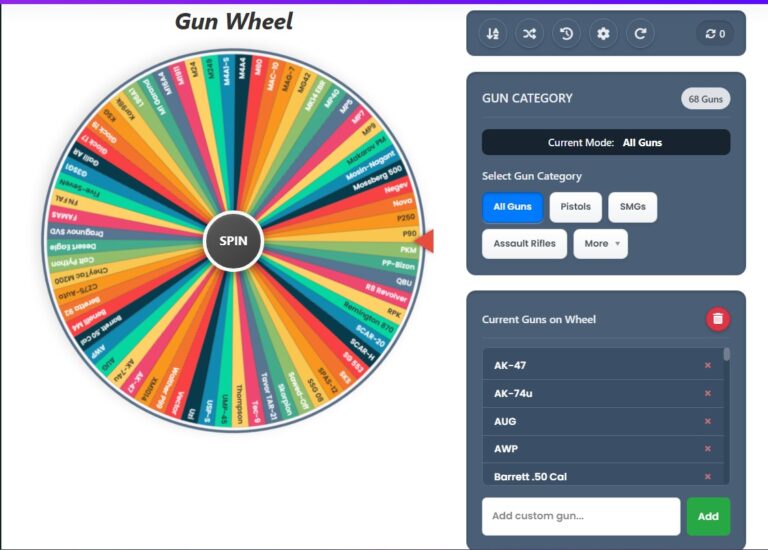 Gun Wheel – Spin To Pick From 50+ Random Guns!